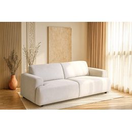 2,5-Sitzer Home Affaire "Linkka, Breite 217 cm", beige (natural), B:217cm H:75cm T:94cm, 90% PES, 10% Nylon, Sofas, 2 5-Sitzer, in einem weichen Chenille-Stoff, mit Wellenunterfederung
