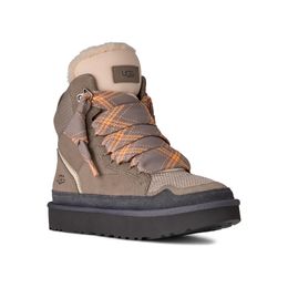 UGG Australia Sneakerboots UGG "HIGHMEL", Damen, Gr. 8 (39), grau, Lederimitat, Textil, Veloursleder, Schuhe Sneakerboots, High Top Sneaker, Schn&uuml;rboots mit Anziehlasche