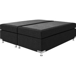 Boxspringbett "Holland", grau (charcoal), B:162cm L:201cm, Strukturstoff (77% Polyester und 23% Viskose), Westfalia Schlafkomfort, Komplettbetten, Boxspringbett, ohne Kopfteil, frei im Raum stellbar
