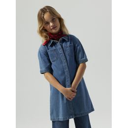 Jeanskleid name it "NKFJANNET DNM DRESS 8157-OV D", M&auml;dchen, Gr. 146, N-Gr, blau (medium blau denim), Denim/Jeans, Obermaterial: 100% Baumwolle, unifarben, Kleider Jeanskleid