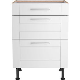 Unterschrank KOCHSTATION "KS-Ahus", braun (wei&szlig; matt, wildeiche nachbildung), B:60cm H:87cm T:58,4cm, Schr&auml;nke, Unterschrank, Breite 60 cm