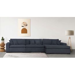 Sofa-Eckelement Home Affaire "Skara XXL L-Form", blau (graublau), B:400cm H:86cm T:190cm, 100% Polyester, Polsterelemente, Sofa-Eckelement, Lounge-Sofa XXL mit Federkern-Polsterung, in vielen Bezugsvarianten