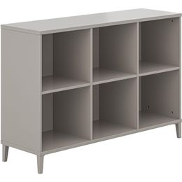 Sideboard YUNY BY PAIDI "BROTHER STU mit 6 offenen F&auml;chern", grau (taupe), B:123,4cm H:83,7cm T:38cm, Holzwerkstoff, Sideboards, Sideboard, stabiles und langlebiges Regal, gepr&uuml;fte Qualit&auml;t