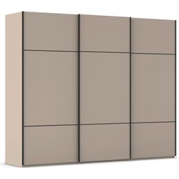 Schwebet&uuml;renschrank Rauch "Kleiderschrank Schrank Garderobe Schlafzimmerschrank SCALE-TRIO", grau (fango, griffleisten schwarz), B:271cm H:223cm T:68cm, Holzwerkstoff, Schr&auml;nke, Schwebet&uuml;renschrank, edle dreigeteilte Front, 2 Zierleisten in Griff-Farbe MADE IN GERMANY