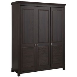Kleiderschrank OTTO HOME "Rauna, mit Lamellen und Kassetten, klassischer Landhausstil, rustikal", braun (dunkelbraun), B:159cm H:195cm T:60cm, Massivholz, Schr&auml;nke, Kleiderschrank, massive Kiefer, Metallgriffe, mehrere Varianten, zeitloses Design