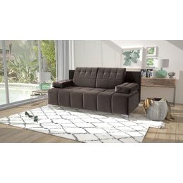 3-Sitzer exxpo - SOFA FASHION "Sinus Schlafsofa, Dauerschl&auml;fer, Bettkasten, mit Federkernpolsterung", braun, B:202cm H:86cm T:103cm, Sofas, 3-Sitzer, bequem, mit hochwertigem Funktionsbeschlag f&uuml;r mehr Komfort