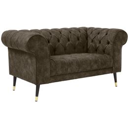 Chesterfield-Sofa Home Affaire "Tinnum", gr&uuml;n (olive), B:150cm H:77cm T:87cm, Luxus-Microfaser Vintageoptik (66% PU, 27% Polyester, 7% Baumwolle);Struktur weich( 97% Polyester, 3% Polyacryl), Sofas, Chesterfield-Sofa