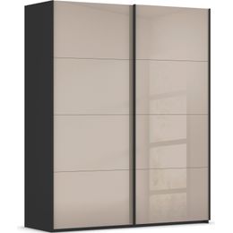 Schwebet&uuml;renschrank Rauch "Kleiderschrank Schrank Garderobe Schlafzimmerschrank SCALE-FYRA", beige (schwarz, glas fango, griffleisten schwarz), B:181cm H:223cm T:67cm, Holzwerkstoff, Schr&auml;nke, Schwebet&uuml;renschrank, edle viergeteilte T&uuml;ren mit Glas-Front viele Farben MADE IN GERMANY