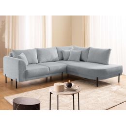 Ecksofa Home Affaire "NELLIA L-Form mit Ottomane rechts oder links bestellbar, Breite 231 cm", hellgrau, B:231cm H:83cm T:198cm, 100% Polyester, Sofas, Ecksofa, enth&auml;lt 5 R&uuml;ckenkissen, angenehmen Sitzkomfort, belastbar bis 480kg
