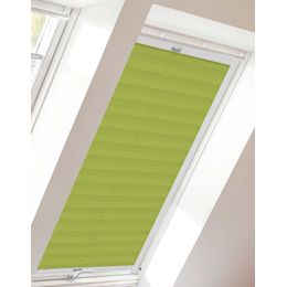Dachfensterplissee SUNLINES "StartUp Style Crepe", gr&uuml;n (gr&uuml;n, wei&szlig;), B:117,3cm H:79,5cm, Obermaterial: 100% Polyester, Plissees, Dachfensterplissee, mit F&uuml;hrungsschienen