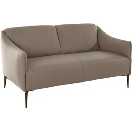 2-Sitzer W.Schillig "sally", braun (stone z59), B:154cm H:78cm T:84cm, Longlife Xtra-Leder Z59: Glattleder mit modischer Pr&auml;gung. Hautst&auml;rke 0, 9 - 1, 1 mm., Sofas, 2-Sitzer, mit Metallf&uuml;&szlig;en in Bronze pulverbeschichtet, Breite 154 cm
