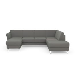 Sit & More Wohnlandschaft SIT & MORE "Visby U-Form", grau, B:303cm H:87cm T:213cm, Sofas, Wohnlandschaft, Wahlweise mit Bettfunktion und Stauraum, frei im Raum stellbar