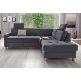 Sit & More Ecksofa SIT & MORE "Pablo L-Form", grau (dunkelgrau), B:233cm H:78cm T:196cm, Struktur fein (100% Polyester);Struktur (100% Polyester), Sofas, Ecksofa, wahlweise mit Bettfunktion
