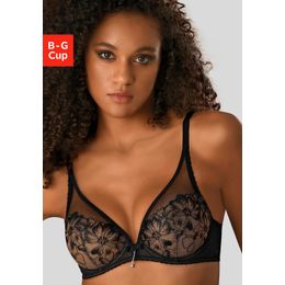 B&uuml;gel-BH JETTE, Damen, Gr. 75, Cup D, schwarz (schwarz, caramel), Microtouch, Obermaterial: 81% Polyamid, 16% Polyester, 3% Elasthan, BHs B&uuml;gel-BH, in einzigartigem Blumen-Design, sexy Dessous