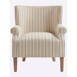 Sessel HEINE HOME, beige (natur), B:78cm H:90cm T:86cm, 100% Polyester, F&uuml;&szlig;e:100% Gummibaum, Gestell:100% Sperrholz, Sessel, Sessel