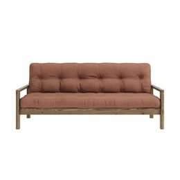 Schlafsofa Karup Design "KNOB", braun (clay braun), B:205cm H:79cm T:95cm, Matratzenmaterialzusammensetzung: Futonmatratze mit Knopfheftung, H&ouml;he 14 cm, aus recyceleten Mischfasern mit einem Kern aus 4 cm Schaumstoff. Matratzenf&uuml;llung: Baumwoll-Mix-F&uuml;llung 90-95% Baumwolle und 5-10% Polyester. Bezug: 80% Baumwolle, 20% Polyester, Sofas, Schlafsofa, mit Futonmatratze, verschiedene Farben, FSC-zerti
