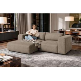 Ecksofa OTTO HOME "TIARRA Design-Sofa mit Ottomane recht/links bestellbar, Breite 241 cm", braun, B:241cm H:76cm T:168cm, 100% Polyester, Sofas, Ecksofa, L-Form mit hochelastischer Schaum und Wellenunterfederung