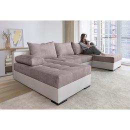 Wohnlandschaft Collection AB "Josy U-Form, B: 269 cm", silber (silbergrau, taupe), B:269cm H:41cm T:161cm, 100%Polyester, Sofas, Wohnlandschaft, mit Bettfunktion & Bettkasten, Federkern