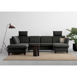 Wohnlandschaft Home Affaire "Trelleborg U-Form", grau (anthrazit), B:307cm H:86cm T:213cm, 95% Polyester, 5% Polyamid, Sofas, Wohnlandschaft, wahlweise mit Bettfunktion und Bettkasten, inkl. Federkern-Polsterung