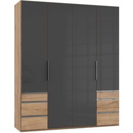 Kleiderschrank wimex "Level by fresh to go", grau (plankeneichefarben, grauglas), B:200cm H:236cm T:58cm, Schr&auml;nke, Kleiderschrank, mit vollfl&auml;chigen Glast&uuml;ren