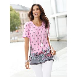 Tunikashirt Inspirationen "Shirt", Damen, Gr. 48, rosa (hellros&eacute;, bedruckt), 95% Viskose, 5% Elasthan, bedruckt, gebl&uuml;mt, gemustert, mehrfarbig, Rundhals, Shirts Tunikashirt
