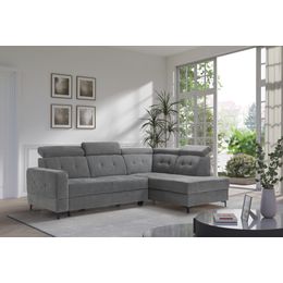 Ecksofa exxpo - SOFA FASHION "Monte, Kopfteile verstellbar, optional mit Bettfunktion & Bettkasten", anthrazit, B:254cm H:100cm T:182cm, Sofas, Ecksofa, L- Form, mit Kopfteilverstellung, optional Bettfunktion und Bettkasten