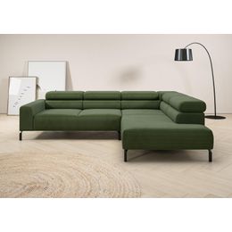 Ecksofa Home Affaire "Antonelli, L-Form, inkl. Kopfteilverstellung, Breite 276 cm", gr&uuml;n (oliv), B:276cm H:71cm T:219cm, 95% Polyester, 5% Nylon, Sofas, Ecksofa, ohne Sitztiefenverstellung, in Feincord, oliv