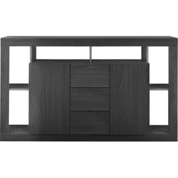 Sideboard Home Affaire "Rimini", schwarz (schwarz melamin holzstruktur), B:172cm H:102cm T:42cm, Sideboards, Sideboard, mit 2 T&uuml;ren und 3 Schubk&auml;sten