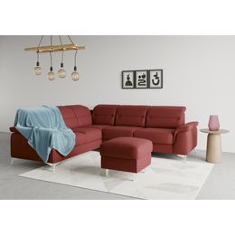 Sit & More Ecksofa SIT & MORE "Sinatra L-Form", rot (bordeaux), B:251cm H:85cm T:231cm, 100% Polyester, Sofas, Ecksofa, optional mit Kopfteilverstellung und Armteilfunktion