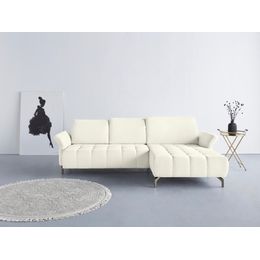 Ecksofa Home Affaire "Fresh L-Form", wei&szlig;, B:281cm H:79cm T:185cm, 98% Polyester 2% Polyamid, Sofas, Ecksofa, Federkern, wahlweise Kopfteilverstellung und motorischer Vorziehsitz
