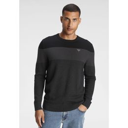 Strickpullover Bruno Banani, Herren, Gr. XL (56/58), schwarz (schwarz melier), Obermaterial: 50% Baumwolle, 50% Polyacryl, meliert, Basic schmal, Rundhals, B&uuml;ndchen, Pullover Strickpullover, im modischem Look, Topseller