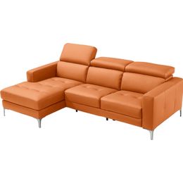 Ecksofa Egoitaliano "Matt, erstklassiger Sitzkomfort, aufwendige Detailverarbeitung, L-Form", orange, B:247cm H:100cm, Leder &raquo;BULL&laquo; (echtes Rindsleder). Geschliffenes, pigmentiertes und behandeltes Rindsleder mit einer Dicke von 1, 3-1, 5 mm. Dieses Leder zeigt eine ziemlich weiche Hand mit einem halb undurchsichtigen Aussehen. Es handelt sich um ein gesch&uuml;tztes Leder. Eine leichte Deckschicht sch