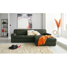 Ecksofa DOMO collection "Topper, elegant und zeitlos, kompaktes Stellma&szlig; 245/155cm, L-Form", gr&uuml;n, B:245cm H:78cm T:155cm, Sofas, Ecksofa, mit Recamiere, wahlweise mit Schlaffunktion