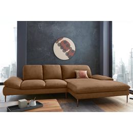 Ecksofa W.Schillig "enjoy&MORE, Designsofa, bequem, zeitlos und elegant, L-Form", braun (chocolate s37), B:310cm H:87cm T:185cm, Chenille-Flachgewebe R66 (85% Polyester, 15% Nylon);Longlife Xtra-Leder Z59: Glattleder mit modischer Pr&auml;gung. Hautst&auml;rke 0, 9 - 1, 1 mm;Stoff S37 (100% Polyester), Sofas, Ecksofa, Sitztiefenverstellung, F&uuml;&szlig;e bronze pulverbeschichtet, Breite 310 cm
