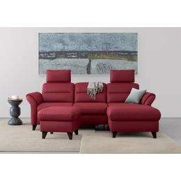 Sit & More Ecksofa SIT & MORE "Mellum L-Form", rot (bordeaux), B:250cm H:87cm T:163cm, 100% Polyester, Sofas, Ecksofa, Federkern, wahlweise mit Bettfunktion, Bettkasten und Armteilfunktion
