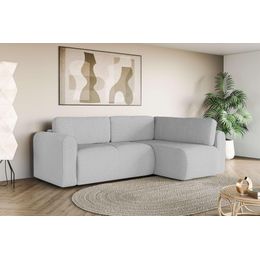 Ecksofa OTTO HOME "Zacharia wahlweise Schlafsofa mit Bettkasten, B/T/H 250/166/86 cm", grau (hellgrau), B:250cm H:86cm T:166cm, 100% Polyester, Sofas, Ecksofa, L-Form mit Wellenunterfederung, Ottomane rechts oder links bestellbar