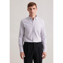 Flanellhemd Seidensticker "Schwarze Rose", Herren, Gr. XXL (45), normale &Auml;rmell&auml;ngen, grau, 100% Baumwolle, kariert, slim fit, 2-Knopf-Manschette, Hemden Flanellhemd, Slim 1/1 Button-Down-Kragen Karo