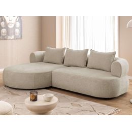 Ecksofa Home Affaire "LUSSAC L-Form Design-Sofa mit Zierkissen, Ma&szlig;e B/T/H: 257/159/78 cm", creme, B:257cm H:78cm T:159cm, 100% Polyester, Sofas, Ecksofa, hoher Sitzkomfort und modernes Design, Sofa ohne Bettfunktion