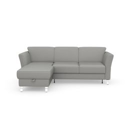 Sit & More Ecksofa SIT & MORE "Visby L-Form", silber, B:248cm H:87cm T:162cm, Sofas, Ecksofa, wahlweise mit Bettfunktion und Bettkasten, frei im Raum stellbar