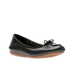 Ballerina Clarks "Freckle Ice", Damen, Gr. 38, schwarz (schwarz leather), Leder, Schuhe Ballerina, Slipper, Flats, Flats, Slipper mit Schleifchen