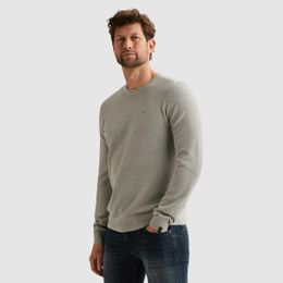 PME-Legend Rundhalspullover PME LEGEND, Herren, Gr. M, light grau melee, Strick, Obermaterial: 50% Baumwolle, 50% Modal, unifarben, regular fit normal, Rundhals, Rippb&uuml;ndchen, Pullover Rundhalspullover, mit Logo Stickerei