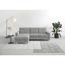 Ecksofa Home Affaire "Summer L-Form", silber, B:249cm H:91cm T:164cm, 100% Polyester, Sofas, Ecksofa, mit Recamiere, mit oder ohne Bettfunktion und Bettkasten, Cord-Bezug