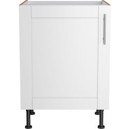 Sp&uuml;lenschrank KOCHSTATION "KS-Ahus", braun (wei&szlig; matt, wildeiche nachbildung), B:60cm H:87cm T:58,4cm, Schr&auml;nke, Sp&uuml;lenschrank, Breite 60 cm