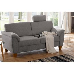 3-Sitzer Home Affaire "Alta", grau, B:186cm H:87cm T:88cm, Struktur fein ( 100% Polyester);Luxus-Microfaser ALTARA NUBUCK (100% Polyester);Struktur ( 100% Polyester), Sofas, 3-Sitzer, mit Federkern und Kontrastnaht, F&uuml;&szlig;e Buche eichefarben