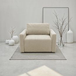 Sessel DOMO collection "Sintra ausklappbar zur Schlaffunktion, mit R&uuml;ckenkissen", beige, B:106cm H:75cm T:116cm, 100% Polyester, Sessel, Sessel, Feinstruktur, beige