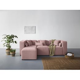 3-Sitzer Home Affaire "Sundstrup L-Form", rosa, B:256cm H:76,5cm T:93cm, 100% Polyester, Sofas, 3-Sitzer, Modulserie, individuelle Zusammenstellung