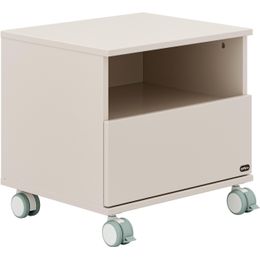 Nachtkommode YUNY BY PAIDI "SISTER LOU mit Ablagefach und Schublade", beige (cashmere, beige), B:48,3cm H:45,3cm T:39,6cm, Holzwerkstoff, Sideboards, Nachtkommode, feststellbarer Rollcontainer, Beige, Soft-Close