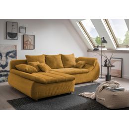 Ecksofa Home Affaire "Imola, bequem, aktuelle Steppung im Sitz, L-Form, Breite 270cm", gold, B:270cm H:90cm T:170cm, Microfaser PRIMABELLE (100% Polyester) / Struktur (82% Polyester, 9% Viscose, 7% Baumwolle, 2% Nylon);Kunstleder SOFTLUX / Struktur (82% Polyester, 9% Viscose, 7% Baumwolle, 2% Nylon), Sofas, Ecksofa, wahlweise mit Bettfunktion