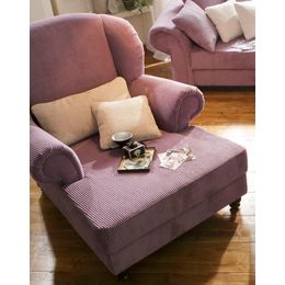 XXL-Sessel Home Affaire "King Henry, Sessel, Ohrensessel, Relaxsessel, Big Sessel, Breite 121cm", lila (lavendel), B:121cm H:111cm T:107cm, Luxus-Microfaser (100% Polyester);Samtcord &raquo;Ribbon&laquo; (88% Polyester 12% Polyacryl), Sessel, XXL-Sessel, mit Federkern, in legerer Polsterung und losen Kissen