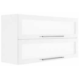 Glash&auml;ngeschrank KOCHSTATION "KS-Samos", wei&szlig; (wei&szlig;, wotaneichefarben), B:110cm H:57cm T:34cm, Schr&auml;nke, Glash&auml;ngeschrank, mit 2 Klappen